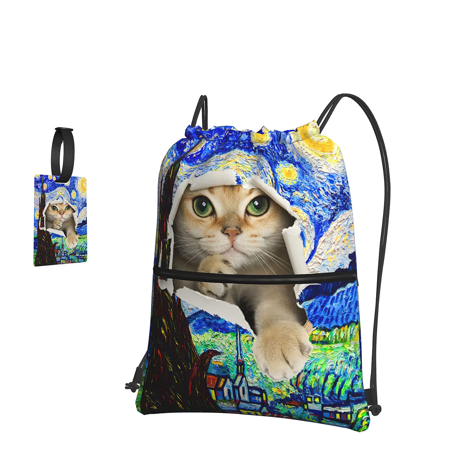 Lyiukz Hippie Mandala Drawstring Backpack Double Sided 3D Print Waterproof Sports Bag Gym Yoga By Bag