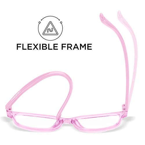 KDDOU 2 Pack Kids Blue Light Blocking Glasses for Girls & Boys 3-12, Toddler Fake Play Computer Screen Bluelight Blocker (Pink+ Purple)