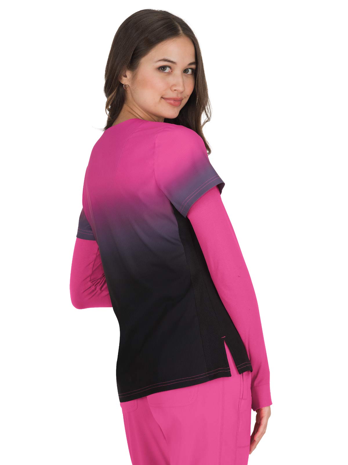 KOI lite 370PR Women's Reform Top (Wavy Ombre Coral/More Pink, Medium)