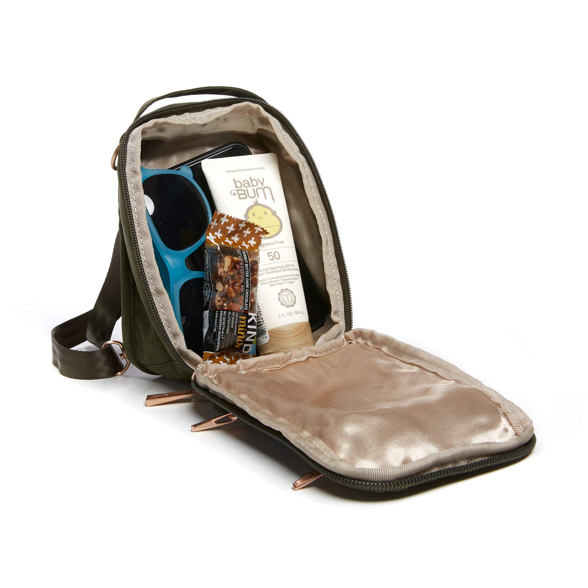 JuJuBe Mini BRB Backpack | Olive | Chromatics | Travel-Friendly Diaper Bag, Machine Washable Daypack, Compact Stylish Mini Backpack Purse, Adjustable Straps, for Kids and Adults