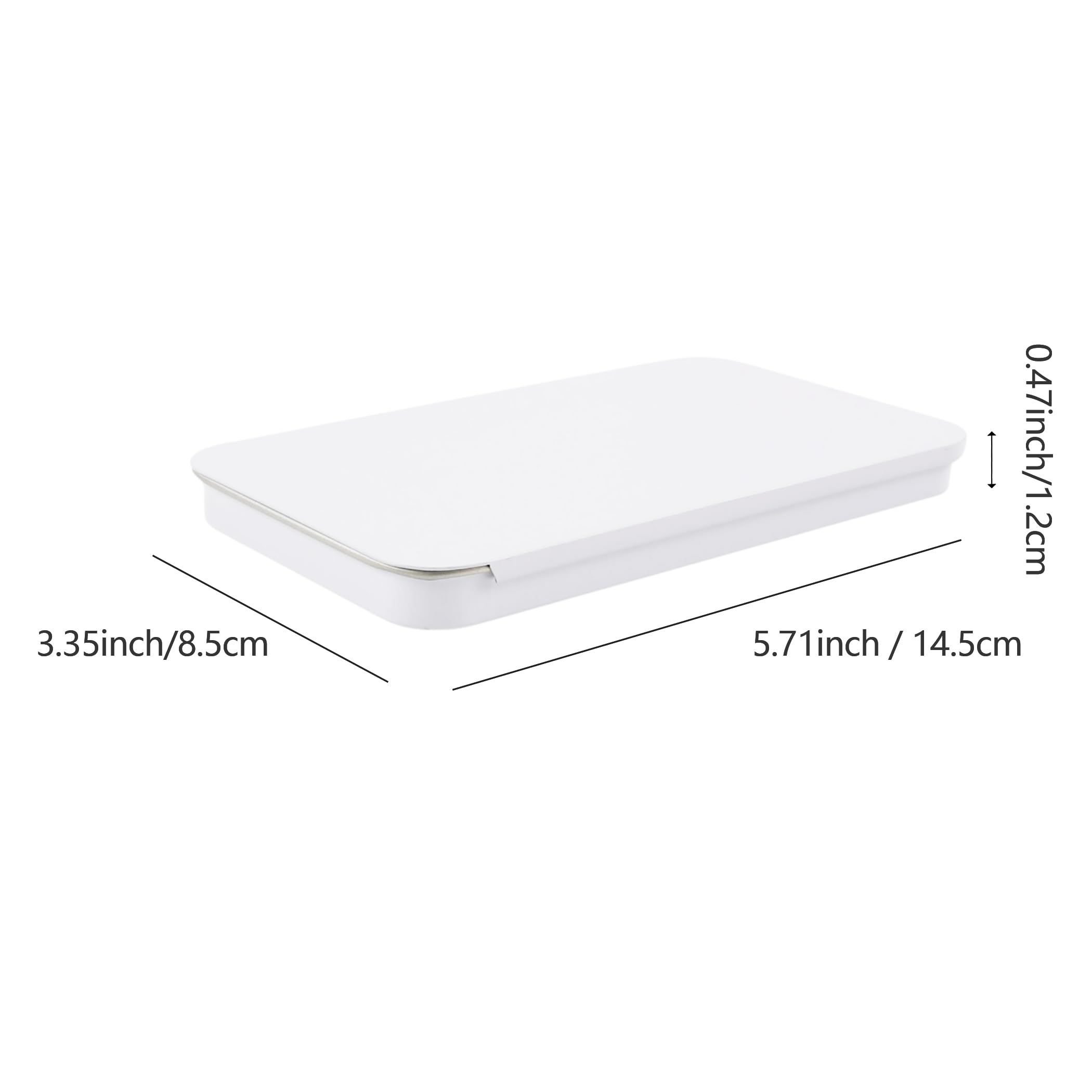 Vagocom 2Pcs Metal Rectangular Push-Pull Organizers Boxes,5.71x3.35x0.47inch / 14.5x8.5x1.2cm Portable Empty Containers Case with Lids for Home,Travel(White)