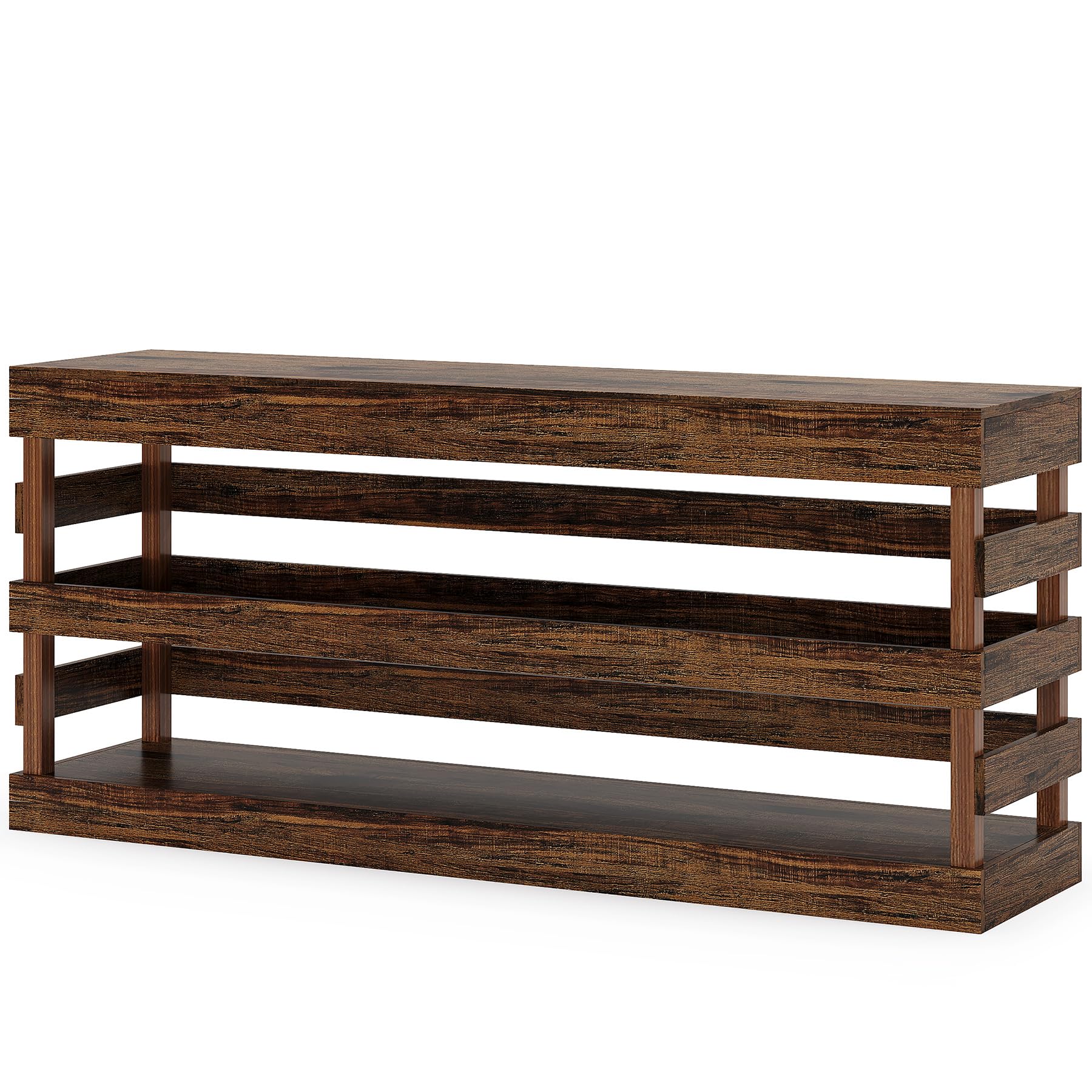 Tribesigns 70.9-Inch Extra Long Console Table, Farmhouse Entryway Table with 3-Tier Storage Shelf, Narrow Sofa Table Behind Couch, Wood Console Table for Living Room, Hallwahy, Foyer