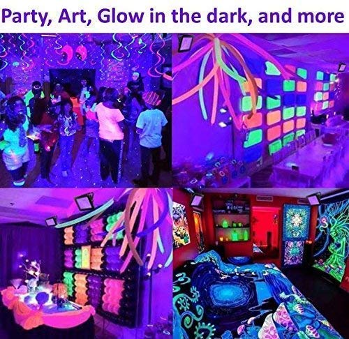 HouLight UV LED Black Light, High Power 20W LED Black Light Flood Light IP65-Waterproof (85V-265V AC) for Halloween, Blacklight Party, Neon Glow, Glow in The Dark, Birthdays, Blacklights, Curing