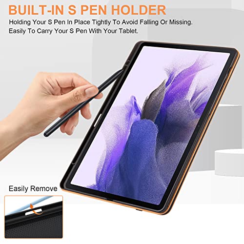 Vakarey for Samsung Galaxy Tab S7 Fe 5G Case with Pen Holder,Cover Case for Samsung Galaxy Tab S8 Plus 12.4 Inch Tablet,Black