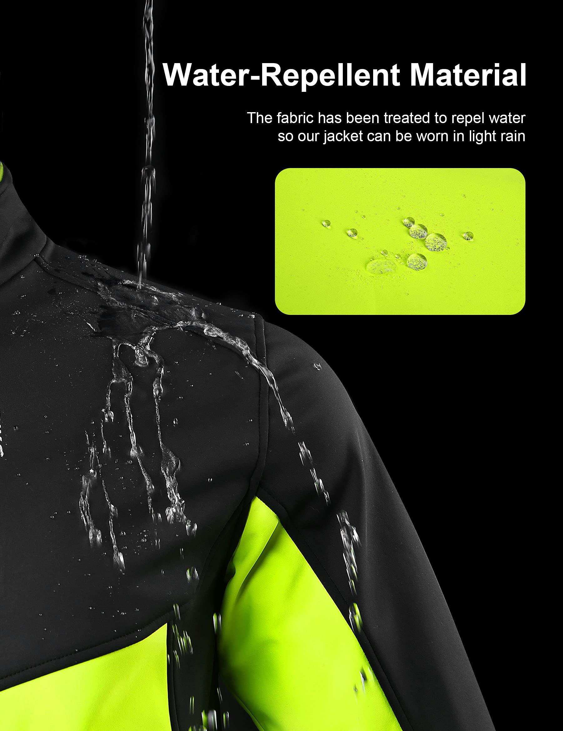 INBIKE Cycling Jackets for men Running Biking Jacket Windbreaker Thermal Windproof Reflective Cold Weather Black Green Large