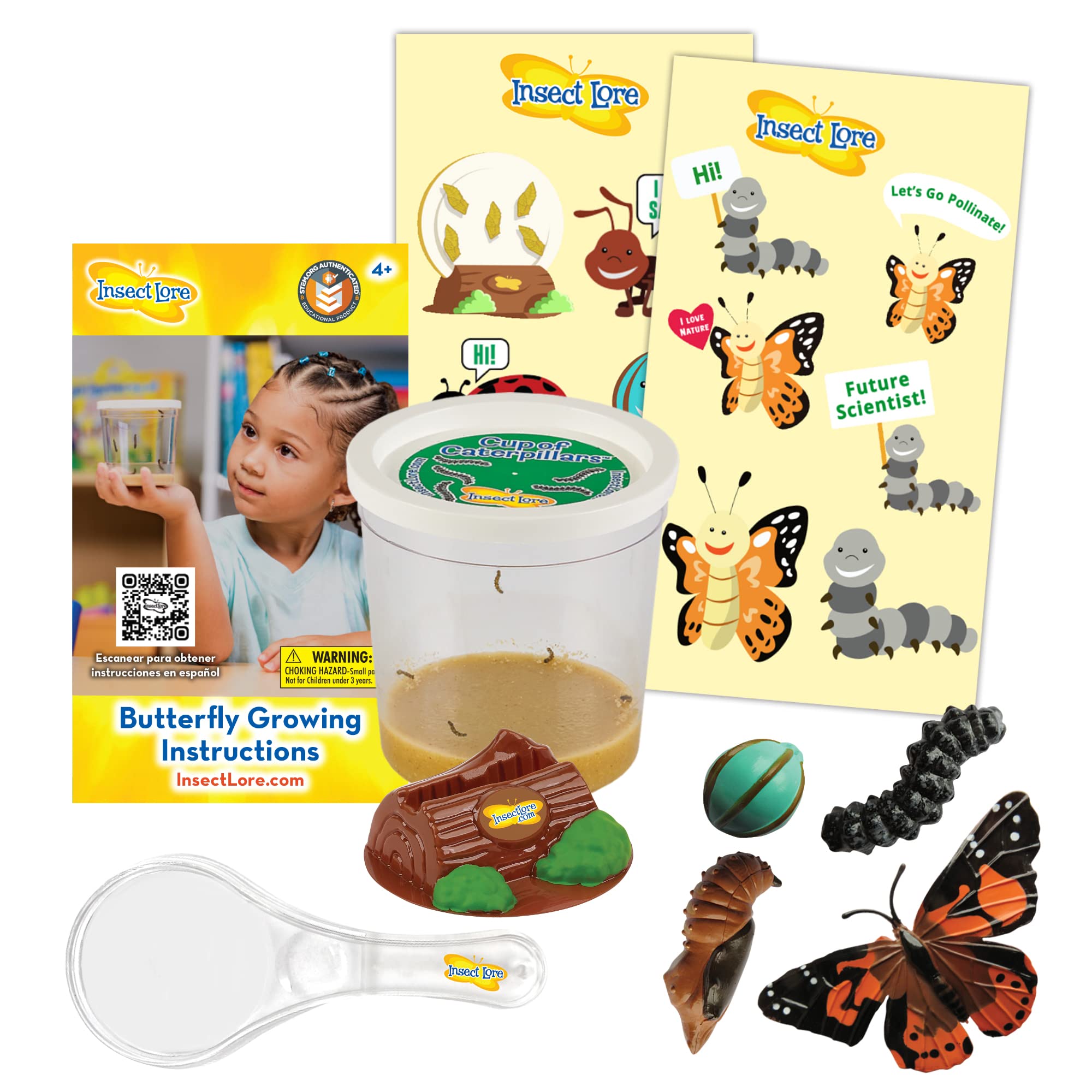 Insect Lore Live Cup of Caterpillars with Dual Lens Magnifier and Butterfly Life Cycle Stages
