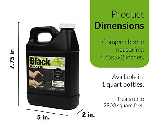 Peach Country Midnight Black Mulch Dye Color Concentrate - 2,800 Sq. Ft. - Brighten Up Your Old Mulch Beds Easily with Our Premium Mulch Dye (1 Quart, Black)