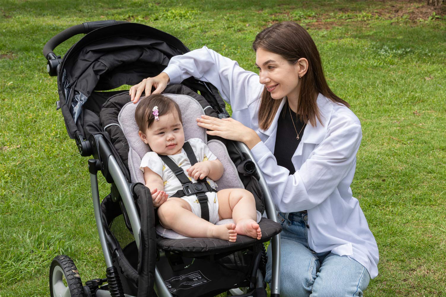 Long-Ci Baby&Toddler Head Support Reversible with Neck Body Pad for Car Seats,Strollers&Bouncers Grey