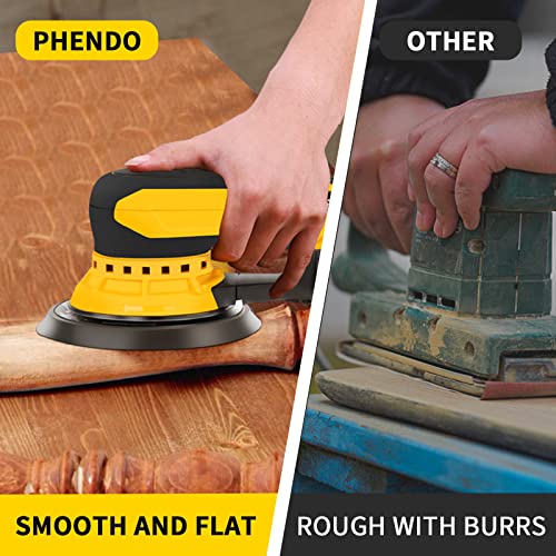 PHENDO Random Orbital Sander Brushless 350W 3A Multi-function Variable Speed Electric Corded Orbital Sanders Machine for Woodworking, car, Drywall Sanding, PolishingâŚ