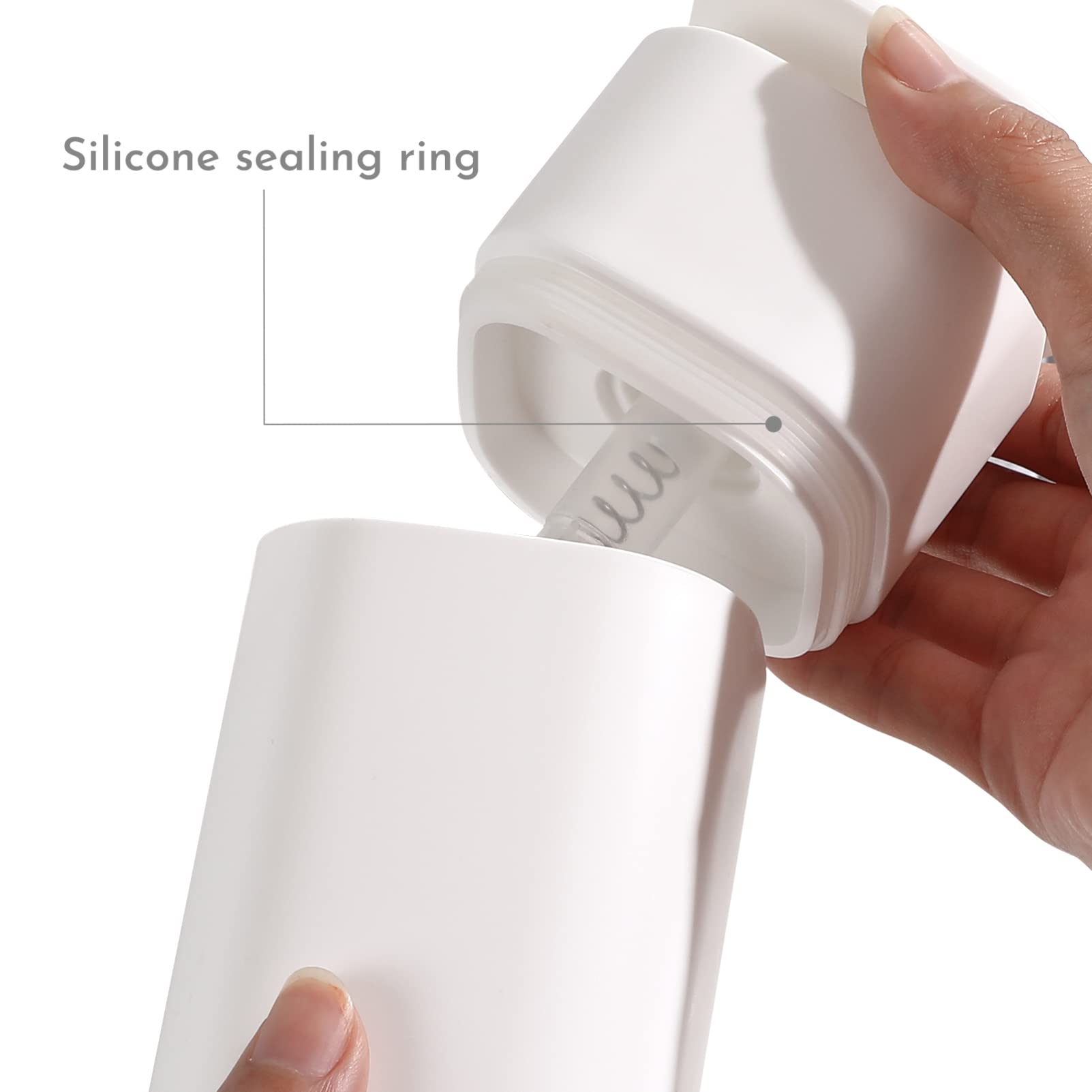 Push Down Liquid Dispenser White Empty Pumping Bottle Travel Cosmetics Dispenser Pump Dispenser Bottle for Body Wash and Makeup Remover