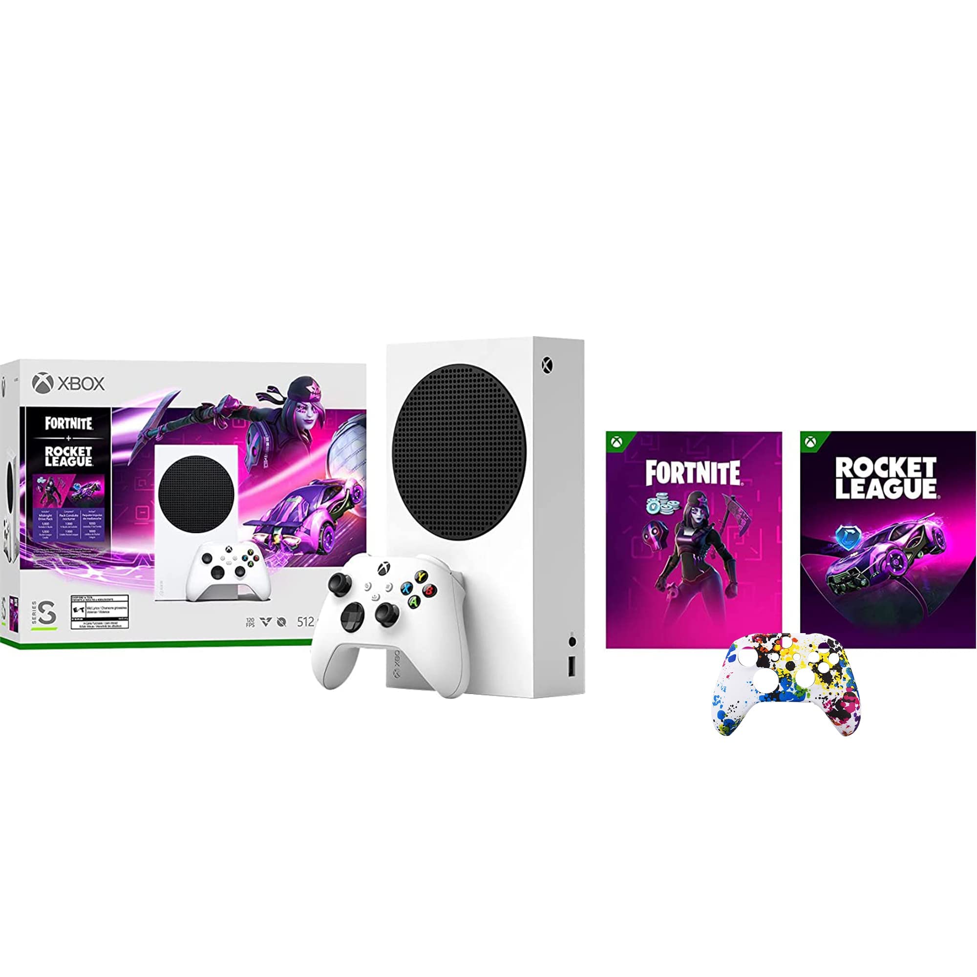 Microsoft Xbox Series S 512GB SSD All-Digital Console - Fortnite & Rocket League I Wireless Controller I HDR (High Dynamic Range) I 1440p Gaming Resolution I Up to 120 FPS I Controller Skin (Renewed)