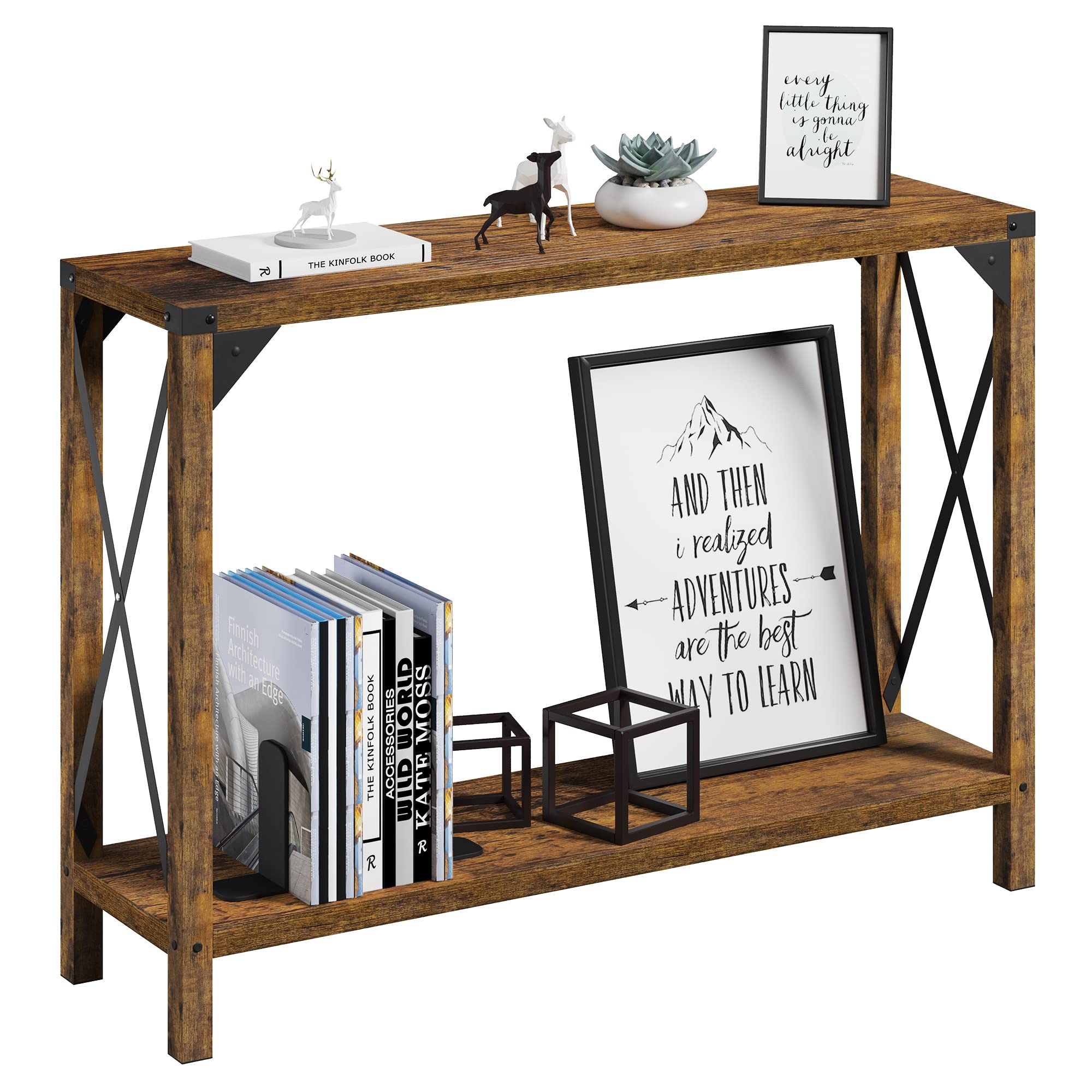 IDEALHOUSE Entryway Table, 43 Inch Farmhouse Console Table, 2-Tier Wood Sofa Table Furniture for Foyer, Living Room, Hallway, Easy Assembly (Vintage, 43" X 11.8" X 29.9")…
