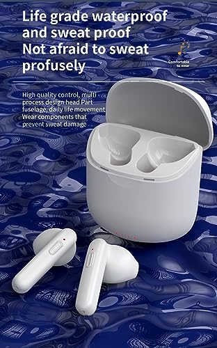WesTch True Wireless Earbuds Bluetooth 5.3 Headphones Button Control with Wireless Charging Case IPX4 Waterproof Stereo Earphones Half in-Ear Built-in Mic Headsets (Black)