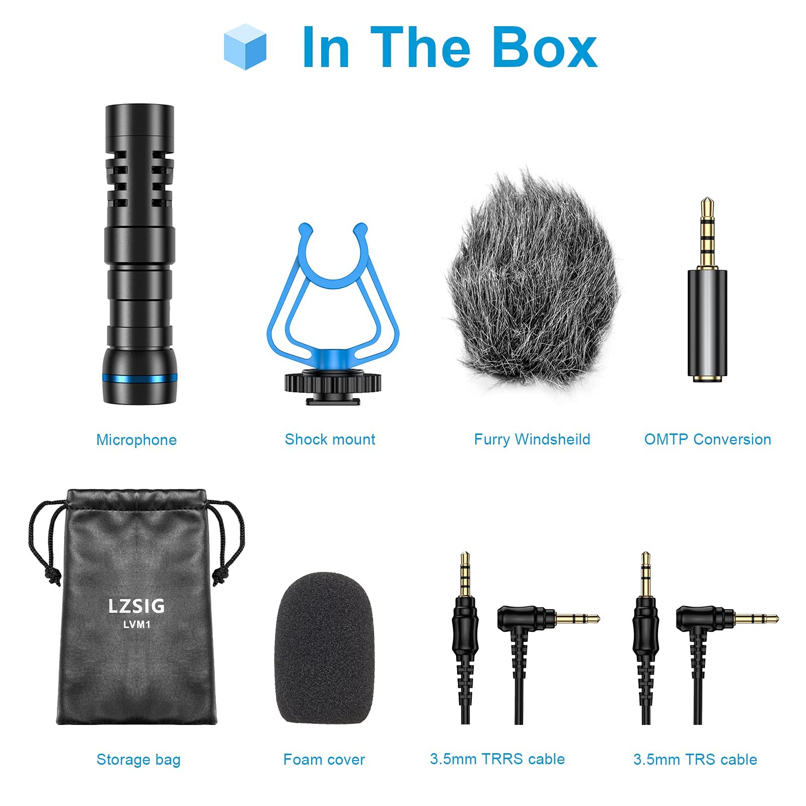 LZSIG Universal Video Microphone with Shock Mount,Camera Microphone for iPhone/Android Smartphones,Canon EOS,Nikon DSLR Cameras,Sony,Pocket Cameras and Camcorders.Used as Shotgun Mic - LVM1
