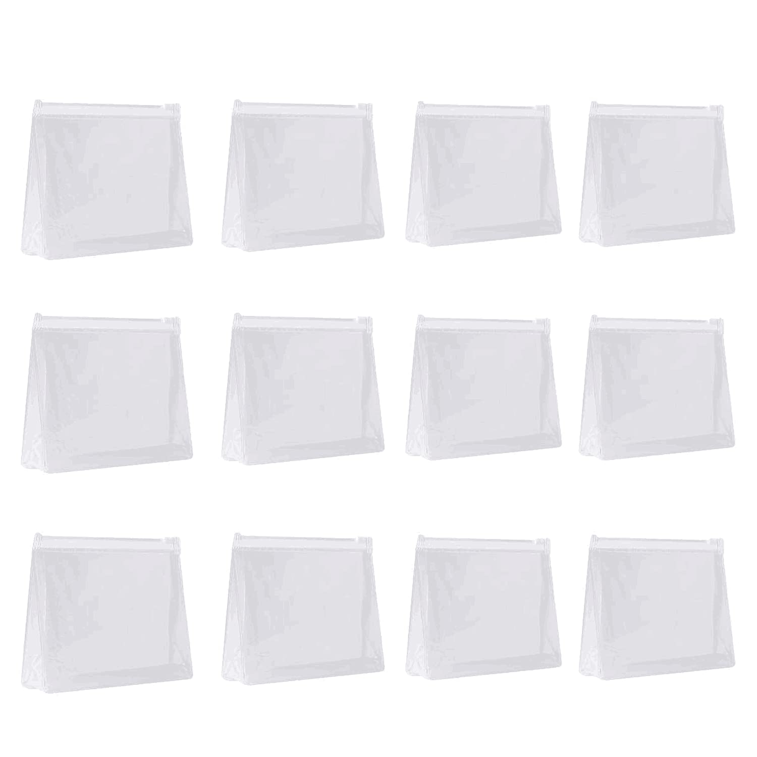 JIAKAI 12pcs Mini Small PVC Transparent Plastic Cosmetic Organizer Bag Pouch With Zipper Closure for Vacation Travel, Bathroom and Organizing Makeup Bag
