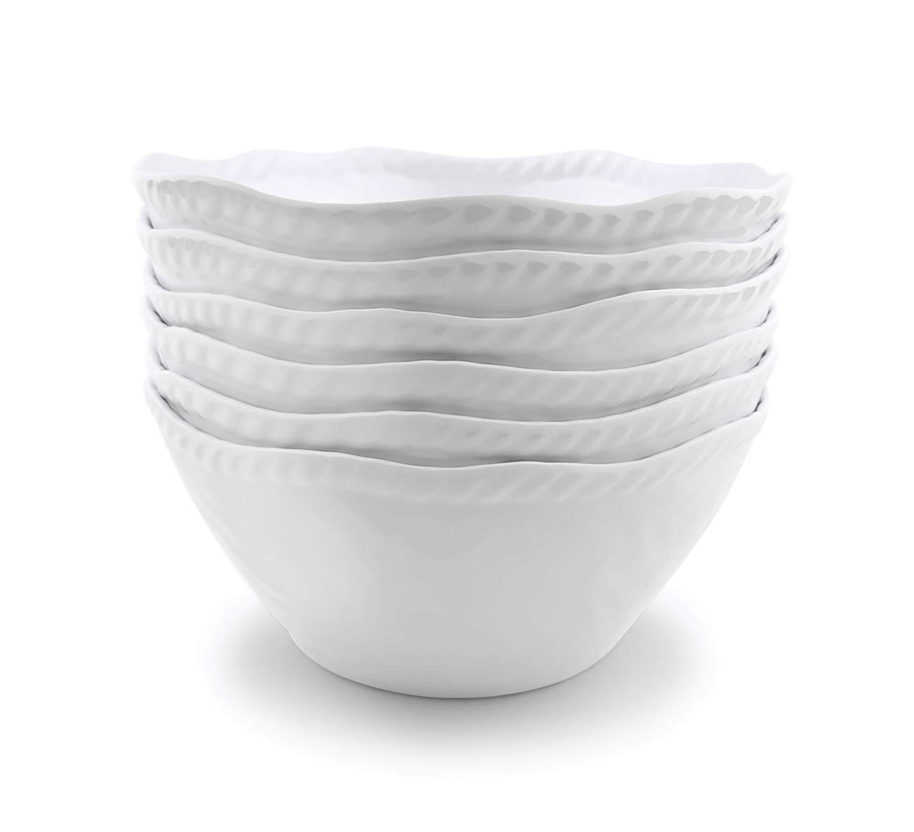 KX-WARE Melamine Cereal Bowls Set - 28 oz/6 inch 100% Melamine Soup/Salad Bowls | set of 6, White | Break-resistant and Dishwasher Safe, BPA Free