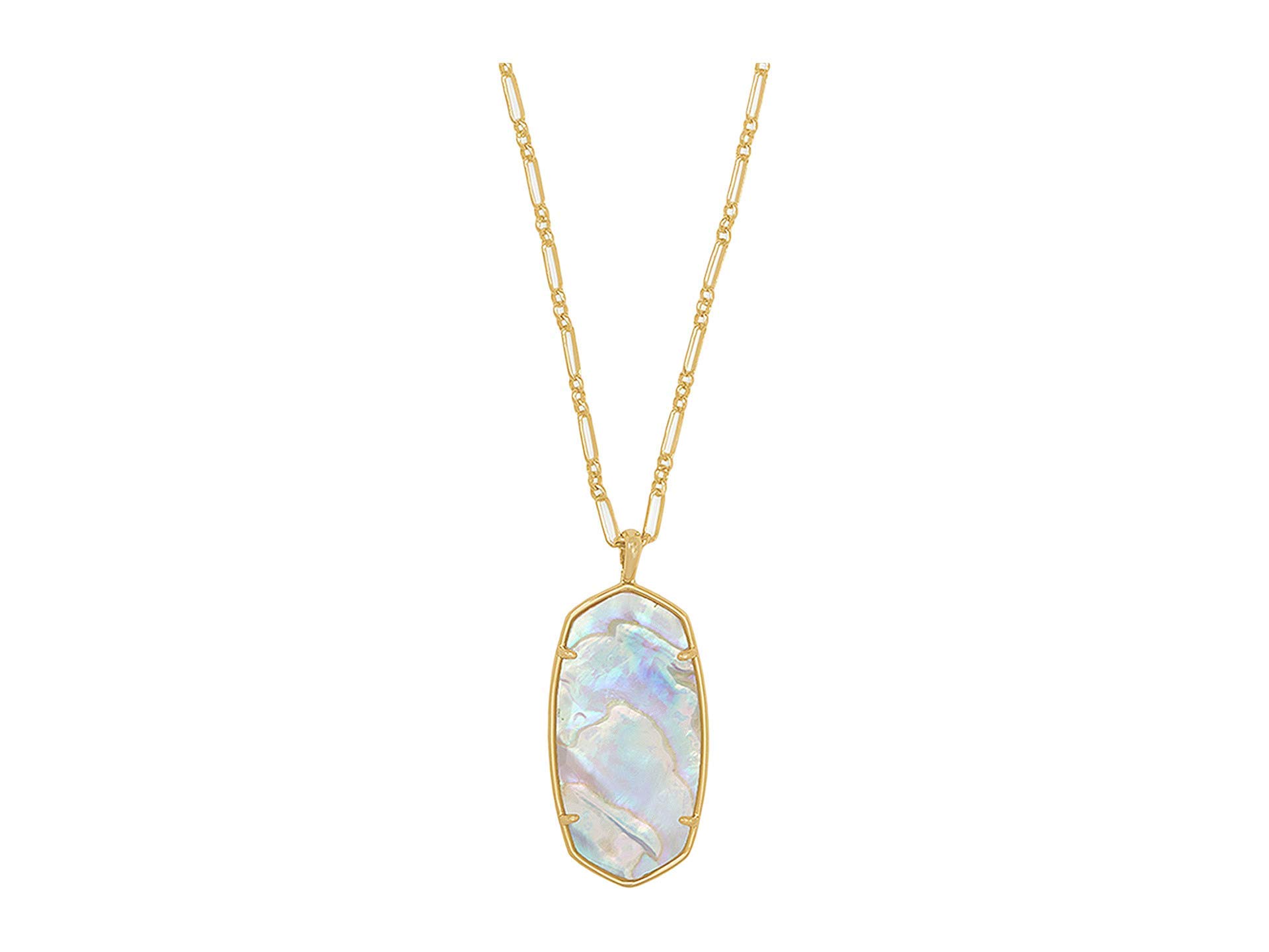 Kendra Scott Faceted Reid Long Pendant Necklace Gold Iridescent Abalone One Size