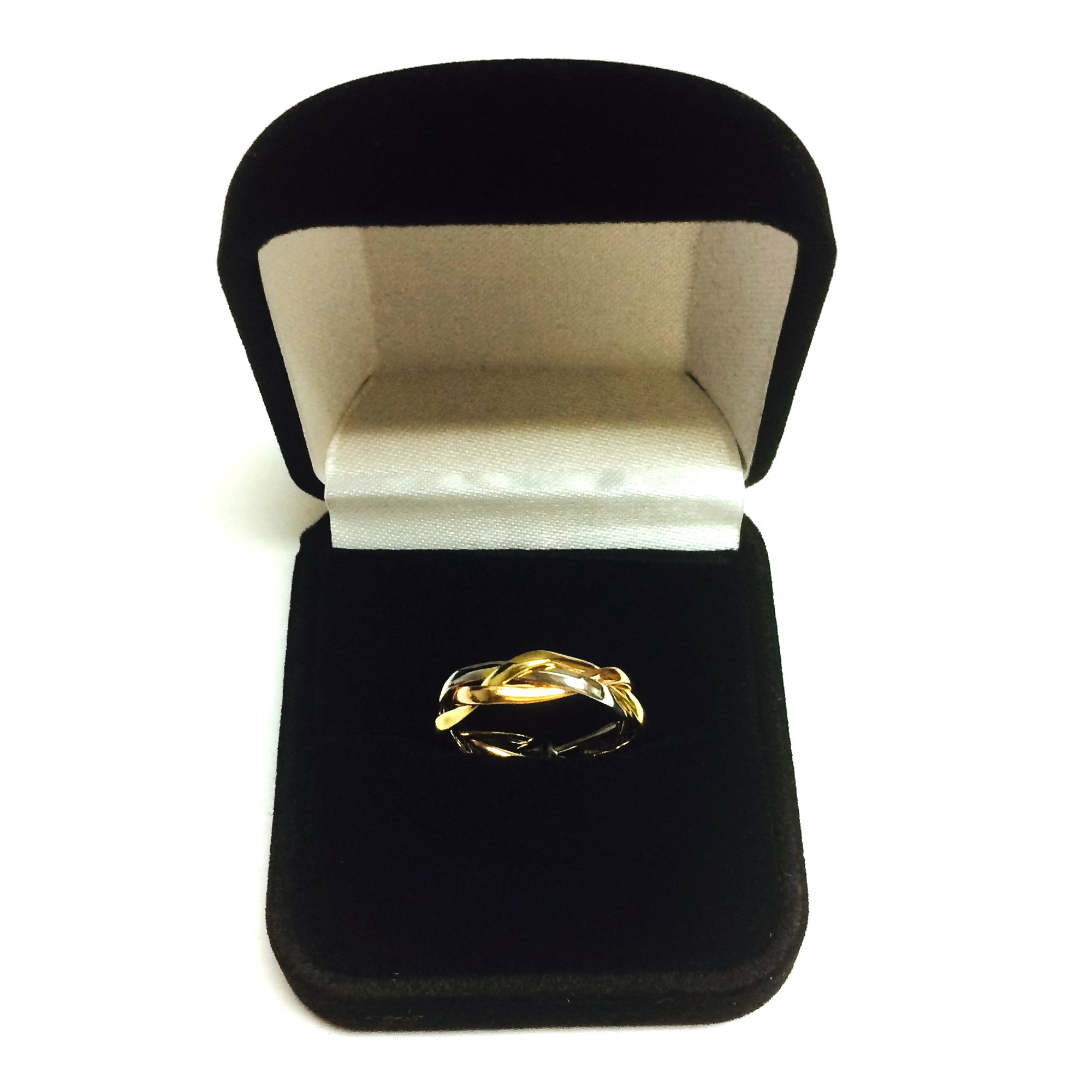 Jewelry Affairs 14K Tri-Color Gold Intertwined Braided Ring, 5mm, Size 7