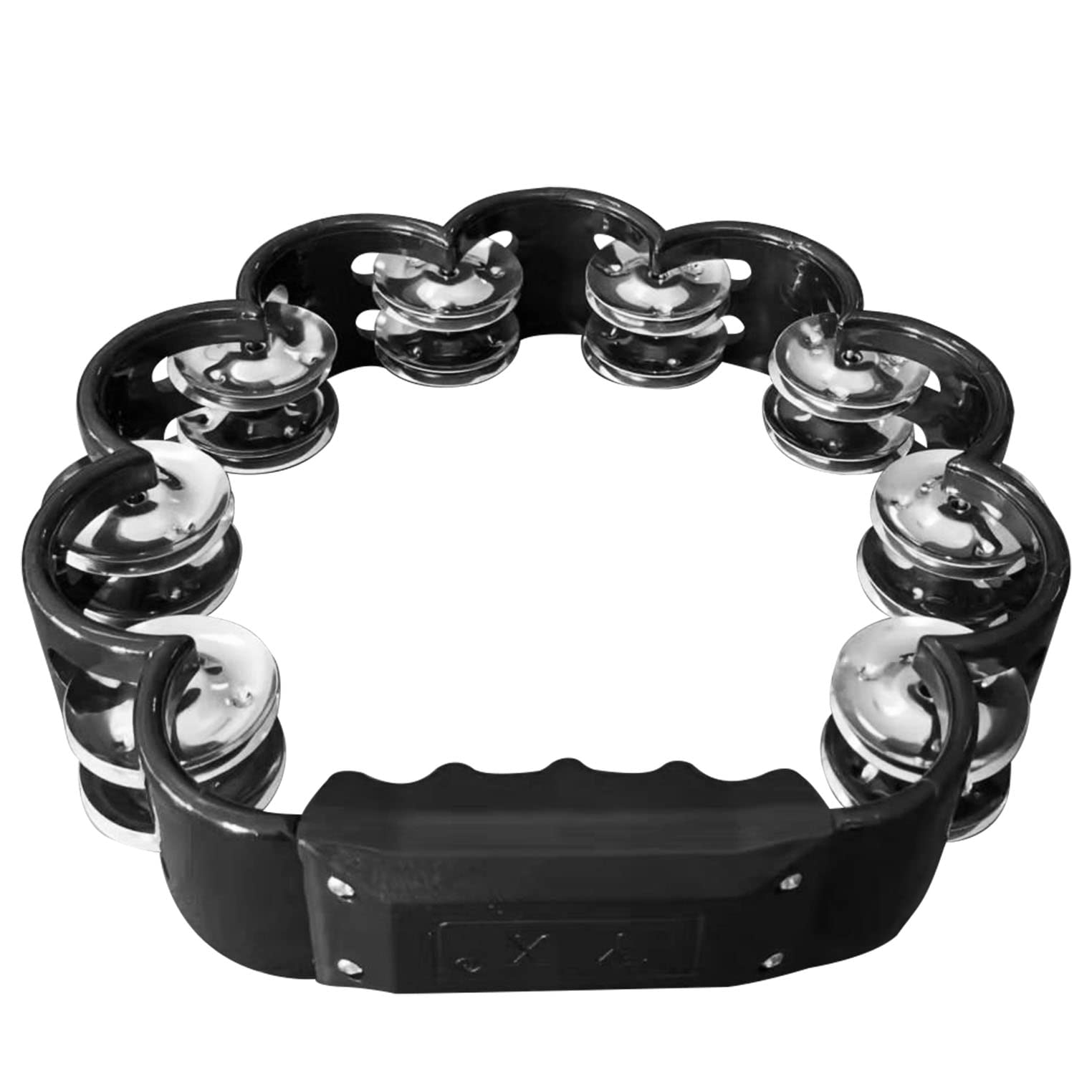 Plastic 10-inch Tambourine, 16 Pairs of Jingles, Headless, Wavy Shaped Frame