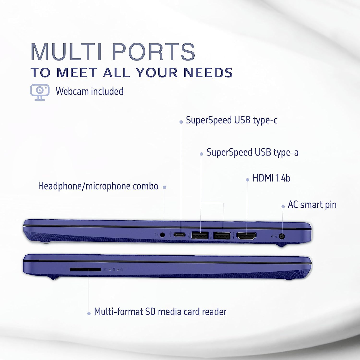 HP 2023 Newest Stream Laptop, 14" Display, Intel Celeron N4120, 4GB RAM, 64GB eMMC, Intel UHD Graphics 600, Wi-Fi, Bluetooth, Webcam, 1 Year Office 365, Windows 11 Home in S Mode, Blue