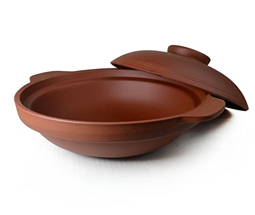 ZHCHSH Casserole Pot Clay Bowl 40oz Red Shallow Pan for Cooking Dolsot Bibimbap Soup Exclusive Japan Korea Style