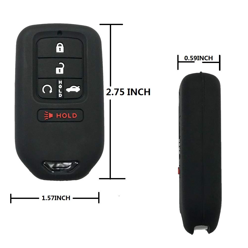 KUSTSOFT Key Fob Cover KOSMIQ Silicone Smart Car Key Case Protector for 2020 2019 2018 2017 2016 2015 Honda Accord Civic CR-V CRV Pilot EX-L(Black)