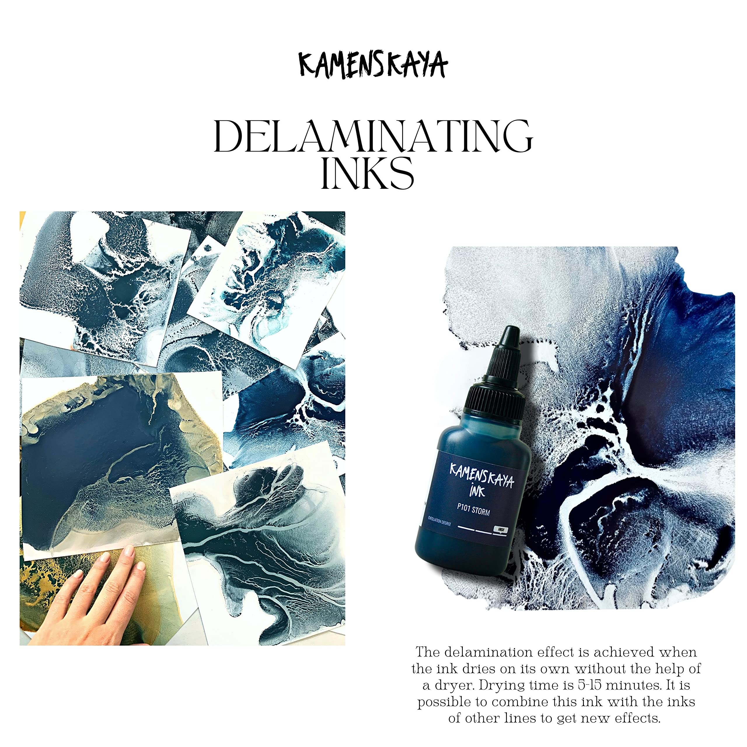 KAMENSKAYA Delaminating Alcohol Inks: Self-Splitting Alcohol Ink P-102 'Sea Wave', 1.35 fl oz (40 ml)