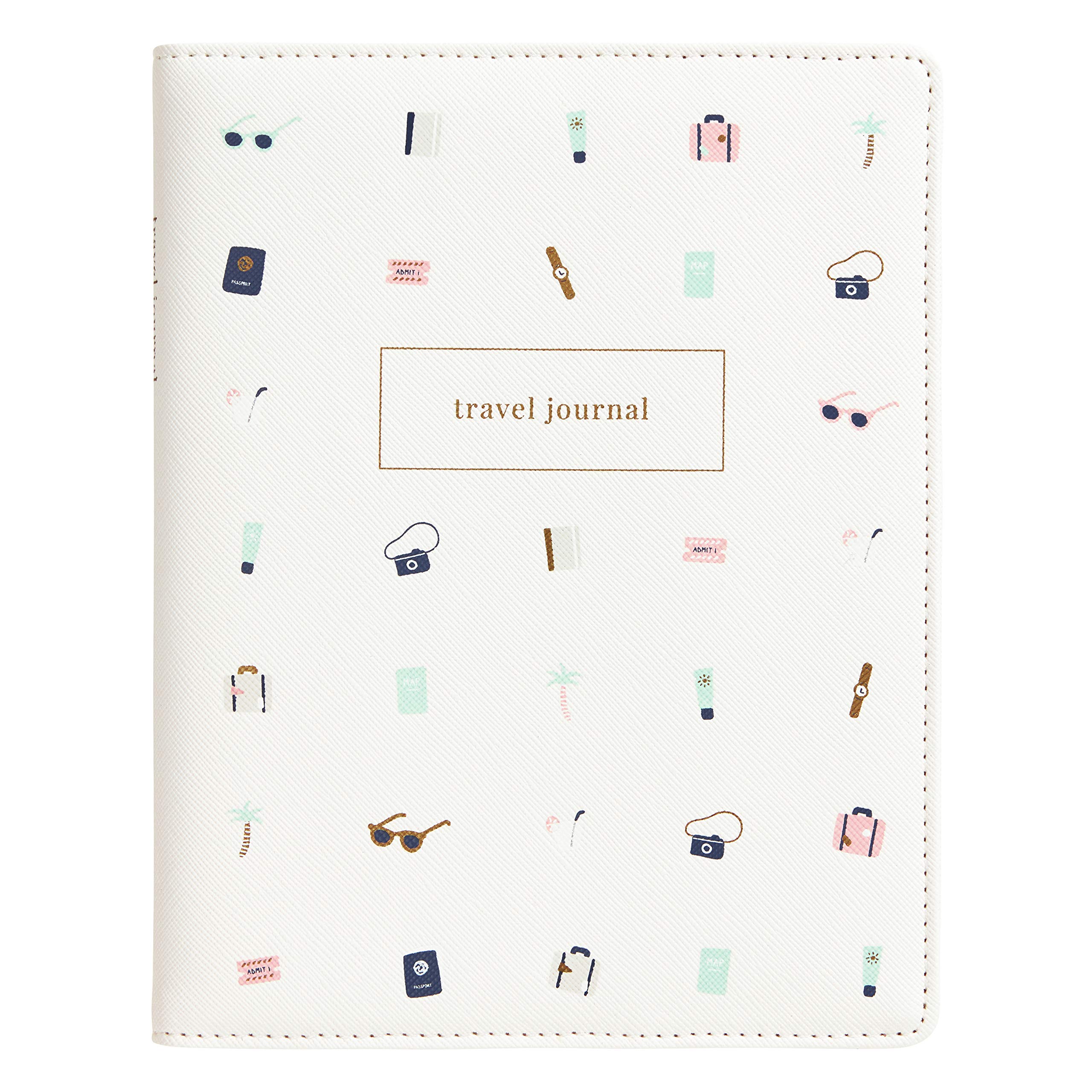 kikki.K Its About The Journey Designer Collection - A5 PVC Continental Journal Cloud White, Includes Lined & Prompted Journaling Pages, Durable PVC Cover, Measures 7.68" L x 6.02" W x 0.55" H