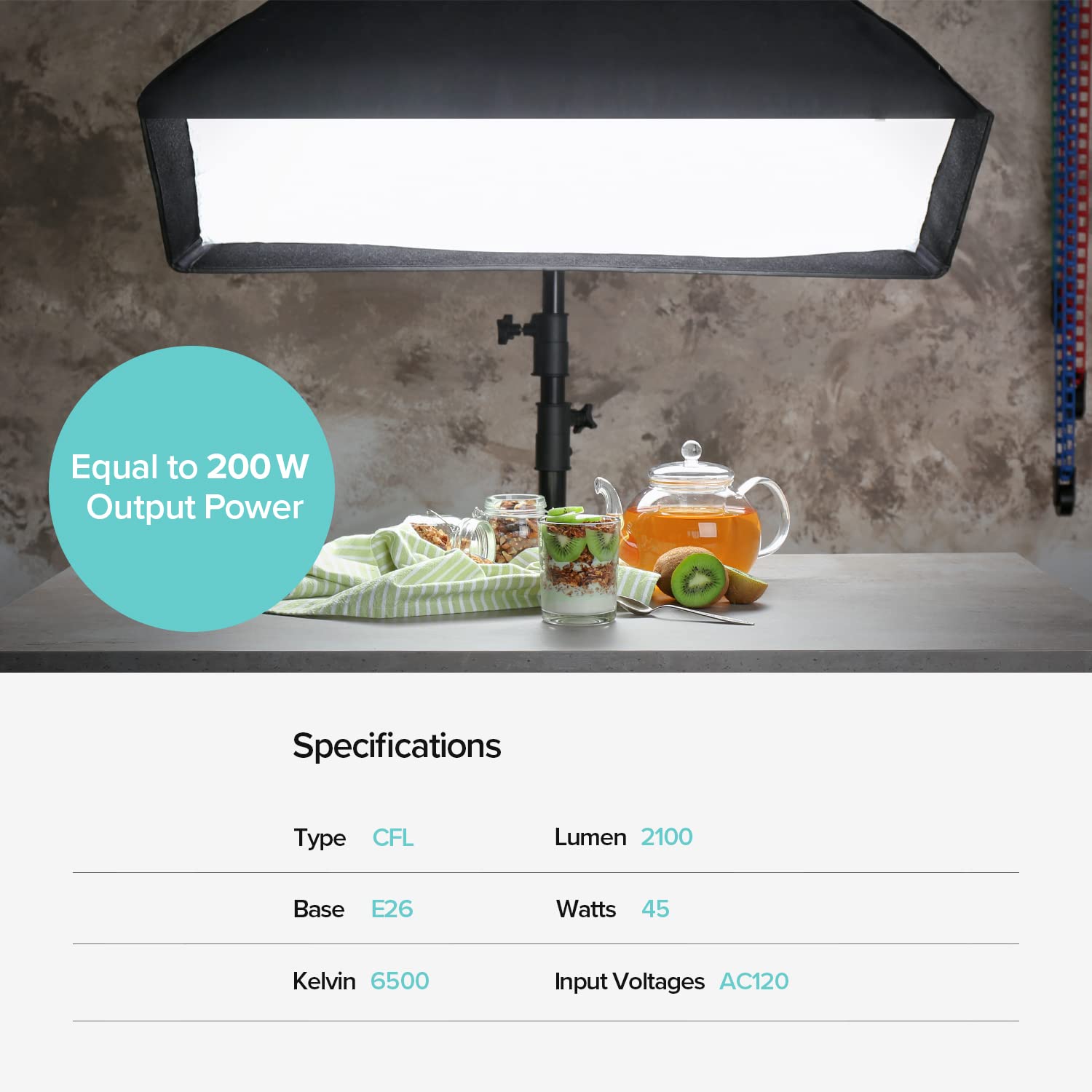 LimoStudio [2-Pack] 45 Watt, 6500K Fluorescent CFL Daylight Balanced Light Bulb for Photography Photo Video Studio Lighting, AGG2359