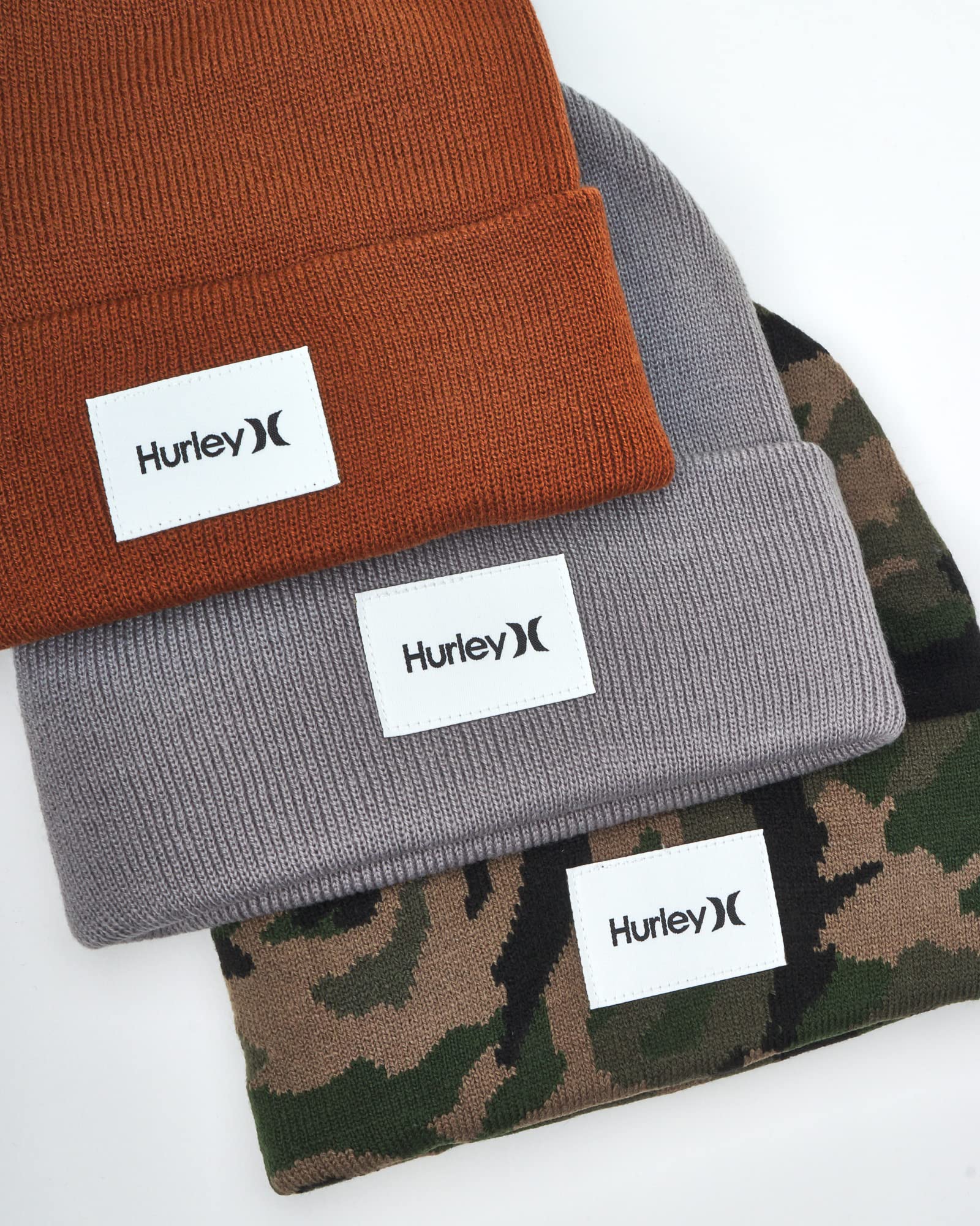 Hurley Men's Winter Hat - Seaward Patch Cuffed Beanie, Size One Size, Black