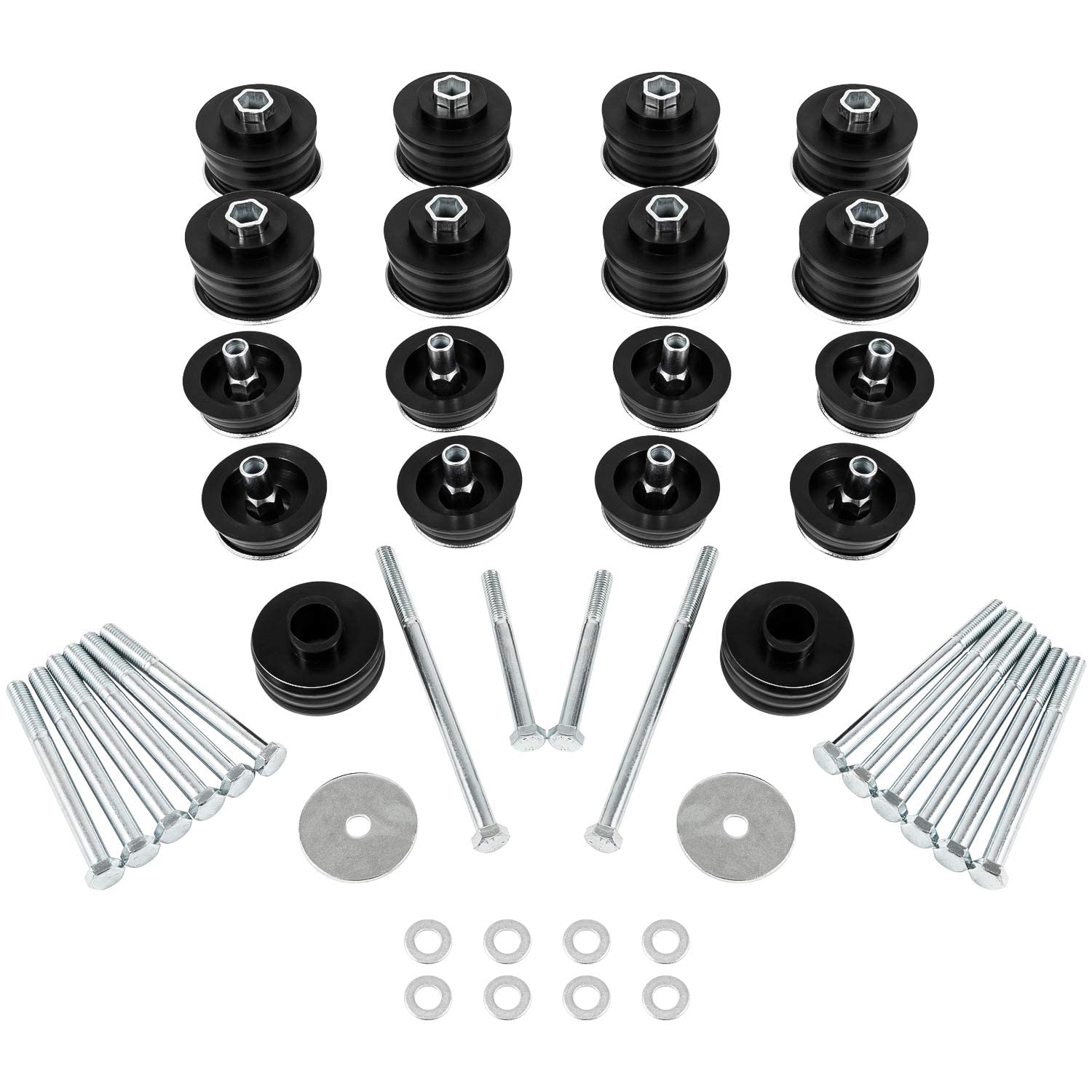 KF04060BK Body Mount Bushing Kit Fits for Ford F250 F350 Super Duty 2008-2016 2WD 4WD Polyurethane Body Cab Mounts & Steel Sleeves & Hardware (Black)