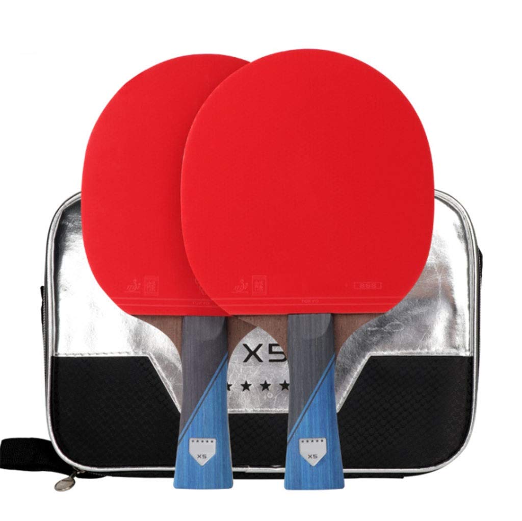 KATUEF Table Tennis Racket,Bats-Ping Pong Racket Set-2 Rackets and Suitcase-ITTF Approved 5 Star Rubber Racket, Long Handle/Short Handle, Office-Home-Indoor or Outdoor Game Entertainment