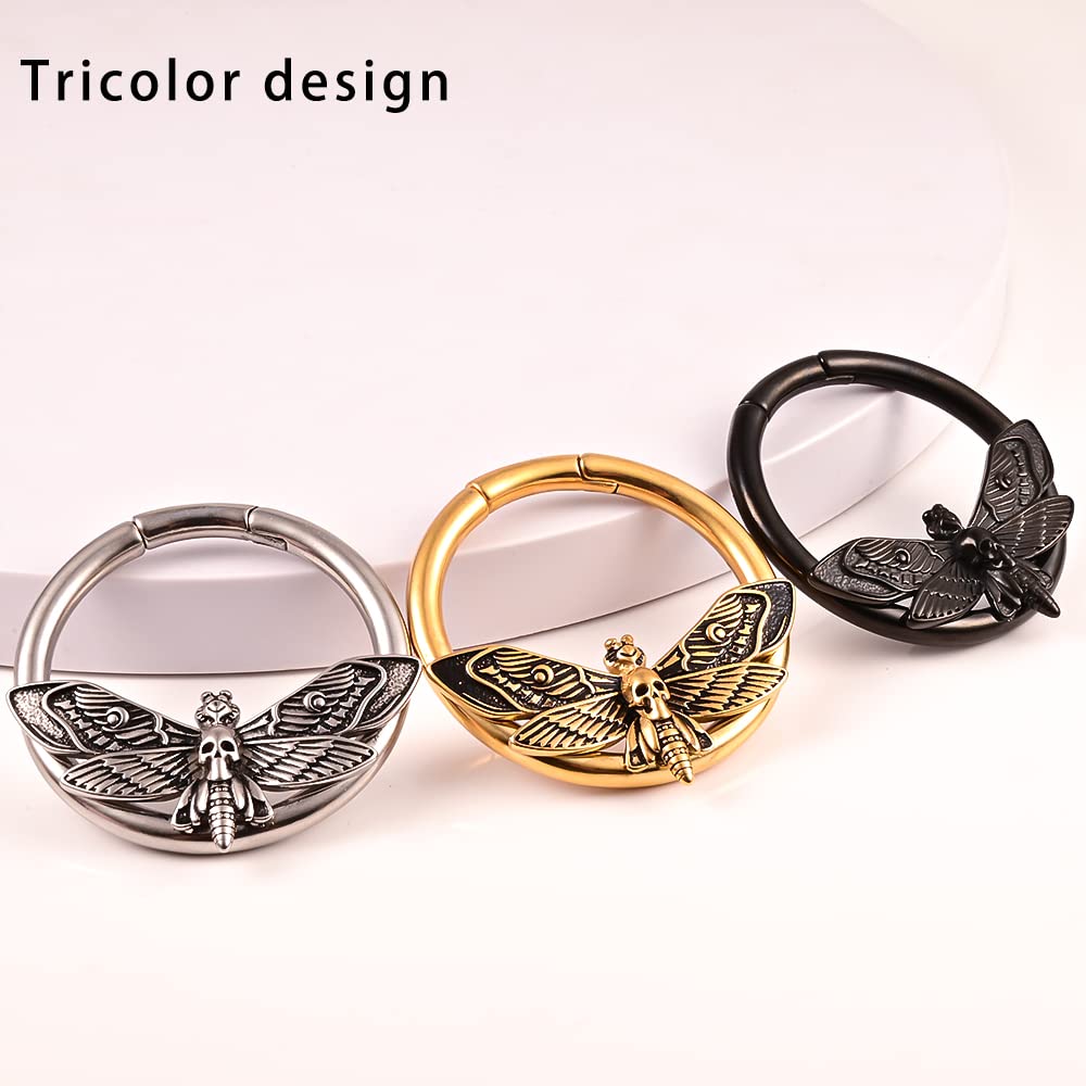Maxbott 2PCS Butterfly and Circles Stainless Steel Plugs Ear Weights 6MM Ear Gauges Piercing Expander Stretchers Body Jewelry (4G (5mm), Silver)