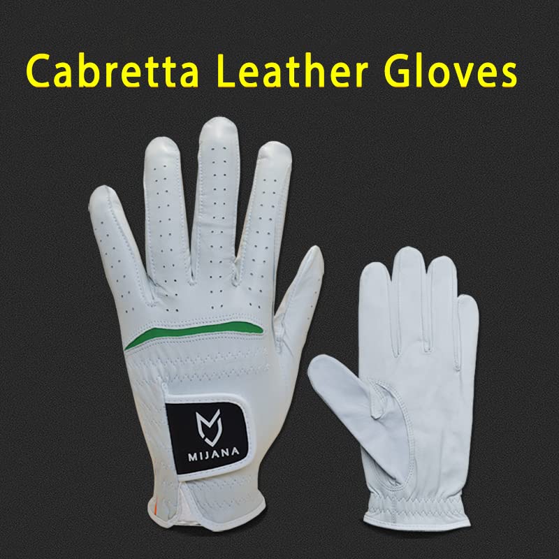 MJ Men's Golf Cabretta Leather Gloves, White, Left Hand (#24)