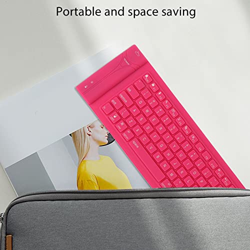 PUSOKEI Wireless Silicone Keyboard, 108 Keys BT 3.0 Foldable Keyboard, Full Sealing Waterproof Keyboard, Gaming Keyboard for PC Notebook Laptop (Pink)