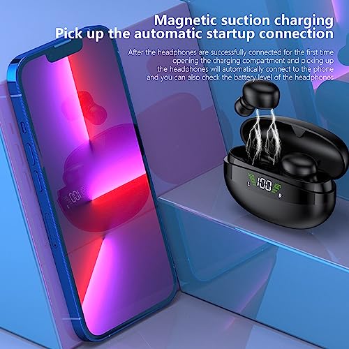 Wireless Earbuds, Bluetooth Headphones 5.3 Mini Wireless Headphones in Ear, 37H Playtime Deep Bass, Bluetooth Earbuds Built-in Mic,IPX7 Waterproof, LED Digital Display Wireless Earphone for Sport (A)