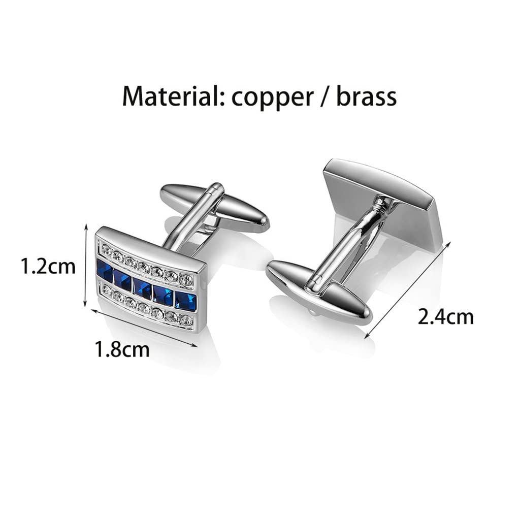 MJWDP Metal Silver Cufflinks Diamonds Men's Dress Cuff Cuff Studs French Shirt Buckle Studs (Color : A, Size : One Size)