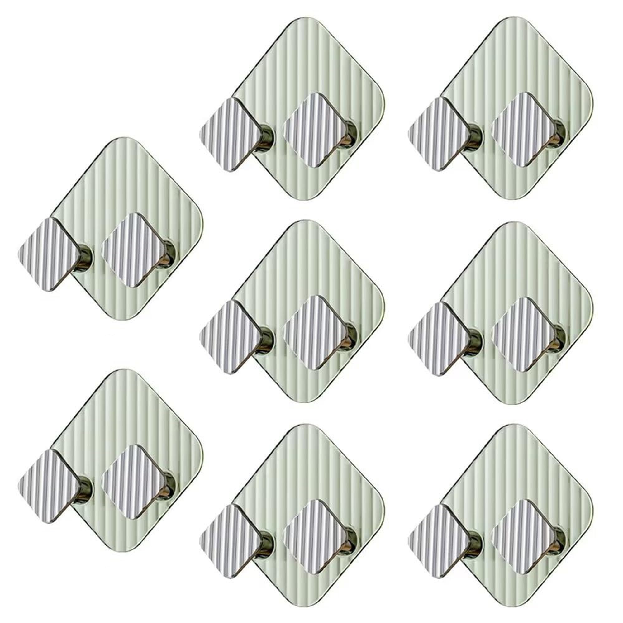 YAYLAIP 8pcs Adhesive Plug Hooks, Heavy Duty Stick on Wall Towel Hooks, Plug Hooks Wire Cord Organizer for Dorm Kitchen Bathroom Home Office Fit, Smooth Surfac, Green
