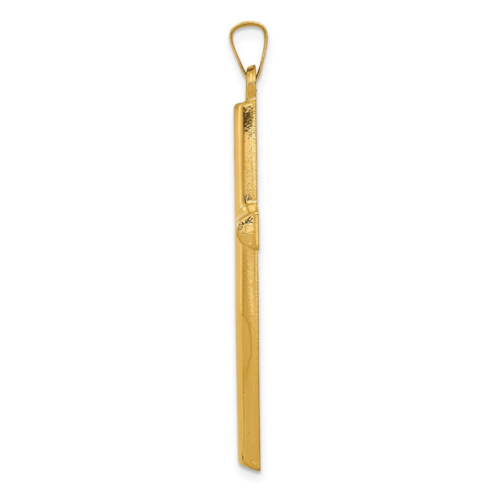 Jewelry Pilot 14K Yellow Gold High Polish Finish 40mm x 21mm Rounded Cross Pendant