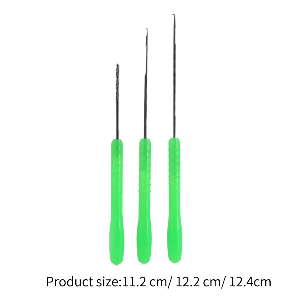 plplaaoo 3Pcs/Set Bait Needle Fish Drill Tackle Rigging Tool,Stainless Steel Fishing Bait Needle Set,Carp Fishing Drill Hook Needle Baiting Rig Tool for Making Rigs,Bait Making Equipment