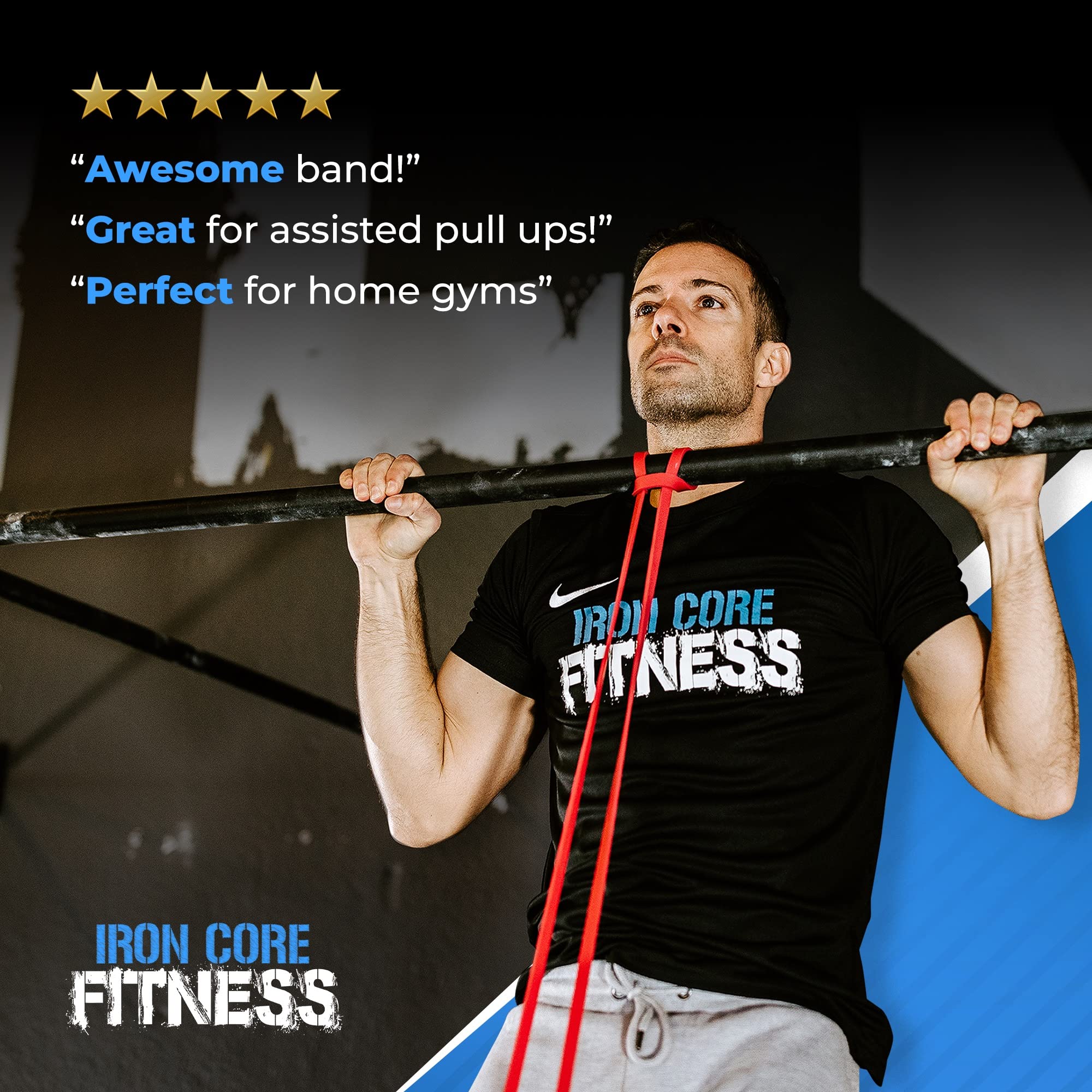 Iron Core Fitness Pull Up Resistance Exercise Power Band Set Strong for Working Out Men Gym Pull Up Assistance Bands Heavy. Purple Black Red Yellow.…
