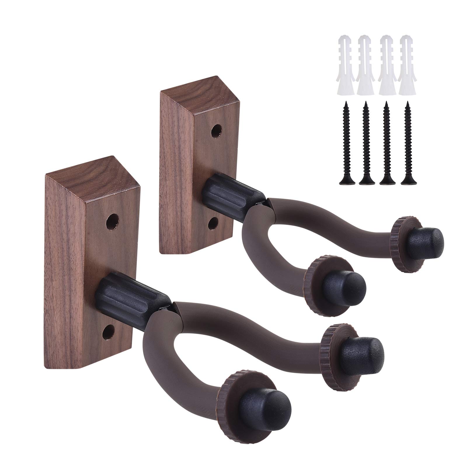 Lejoy Guitar Wall Mount Guitar hanger Black Walnut Guitar hook for Acoustic Electric Bass Guitar wall hanger hooks Holder (Black walnut hanger) (1 pack)