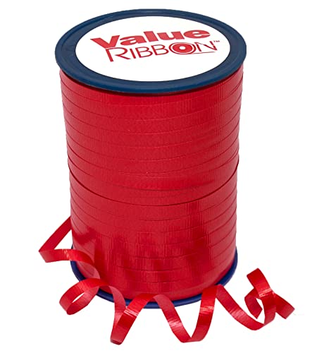 Value Ribbon Crimped 3/16" X 500 YD Birthday Decorations Curling Ribbon for Gift Wrapping, Red Ribbons for Crafts, Art Supplies and Birthday Gifts for Women and Men Gift Cards