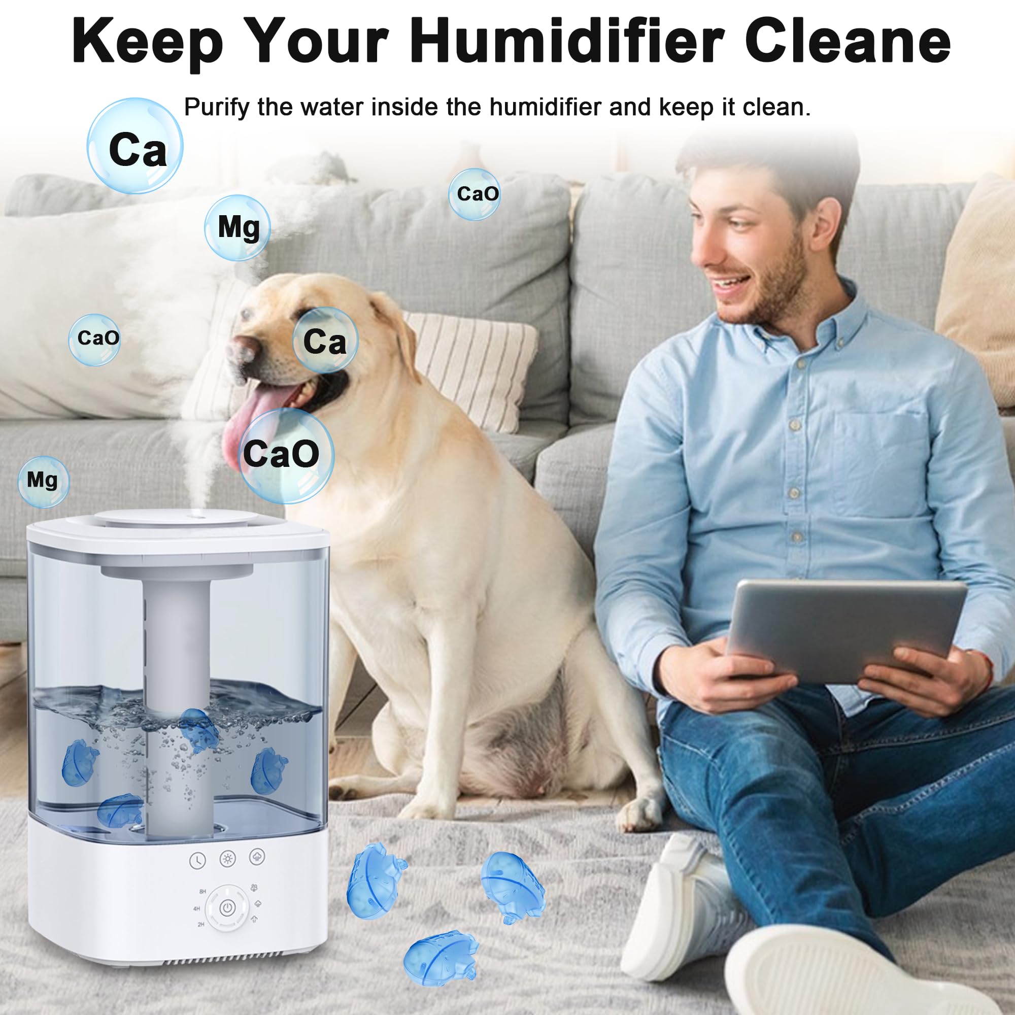 puxyblue 6-Pack Humidifier Tank Cleaner Blue Small Submarine, Fit for Most Humidifiers and Fish Tanks, Purifies Water, Prevents Hard Water Build Up, Eliminates White Dust and Odours