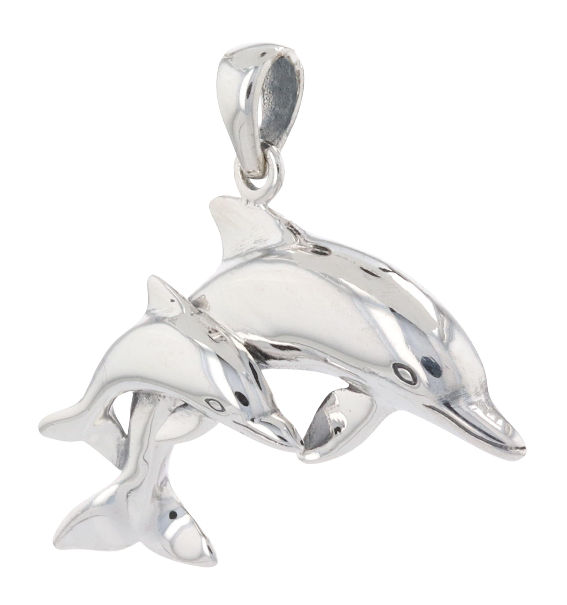 Jewelry Trends Sterling Silver Large Mother and Child Dolphin Pendant