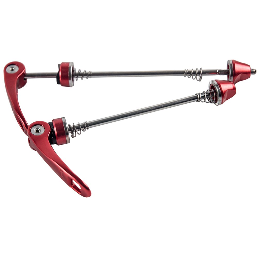 Ibicycle Quick Release Titanium Ti Skewers 100mm/130mm Road titane Bike MTB hub Mountain Bicycle Cycling Lightest 120g/pair (Red)