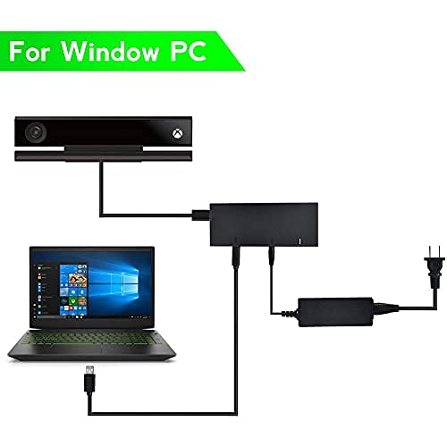Kinect Adapter for Xbox One S /Xbox One X and PC Windows 8/8.1/10, Kinect 2.0 Sensor Power Supply AC Adapter Replacement Kit,USB 3.0 Windows PC Interactive APP Program Development