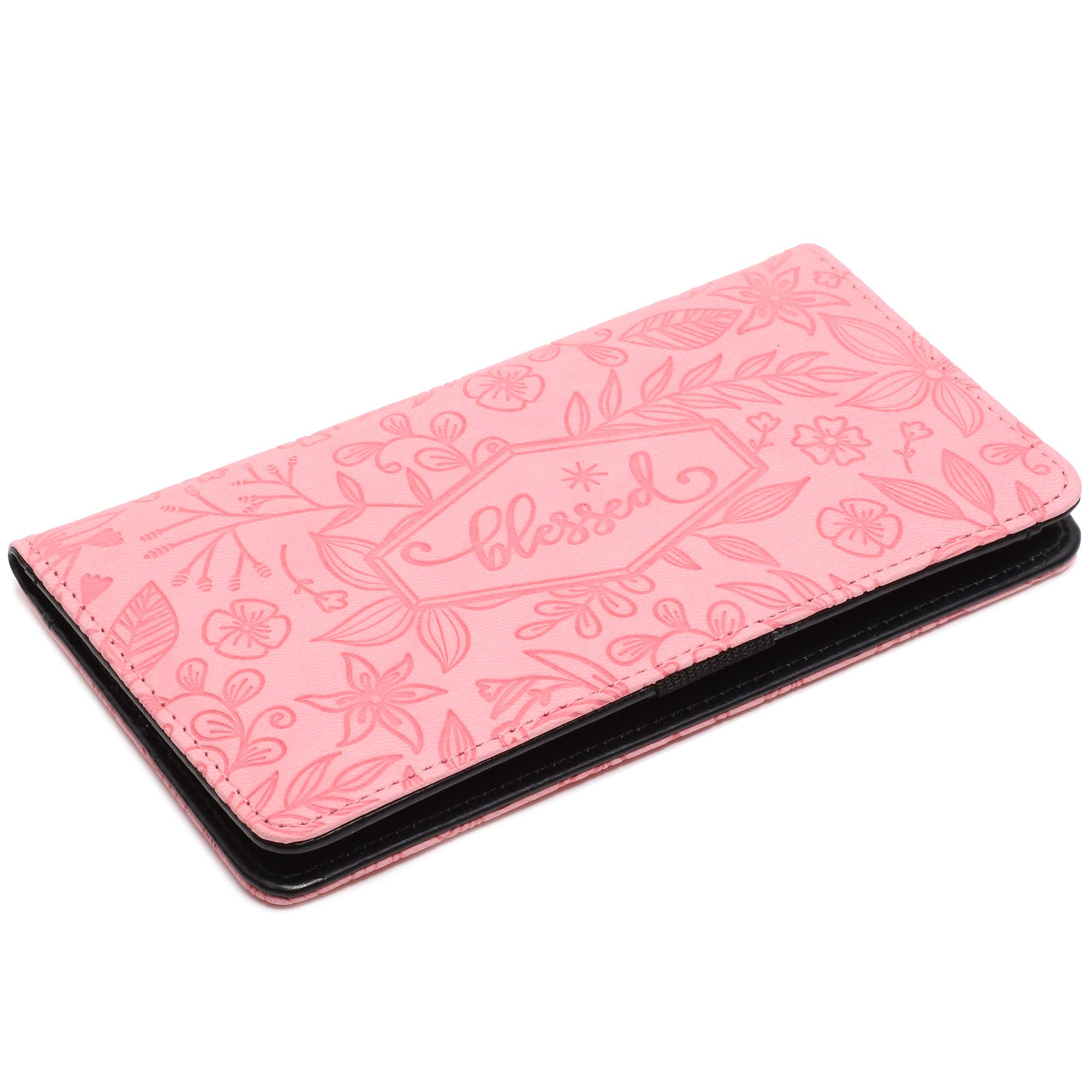 Juvale Floral Checkbook Cover for Women Card Holder Wallet for Checks & Credit Cards, RFID Blocking (Pink)