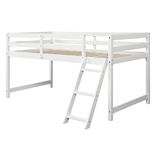Twin Over Full Bunk Bed with Ladder & Safety Guard Rails,Solid Wood Bunk Beds for Dorm,Bedroom,Guest Room, Can Be Separated Into Twin/Full Size Bed
