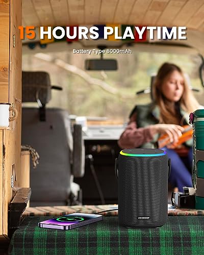 ZICOROOP Bluetooth Speakers,50W Portable Bluetooth Speaker with IPX7 Wireless Waterproof, Stereo Sound, Long-Lasting Battery,Handle,Crystal Clear,Rich Bass,8000mAh
